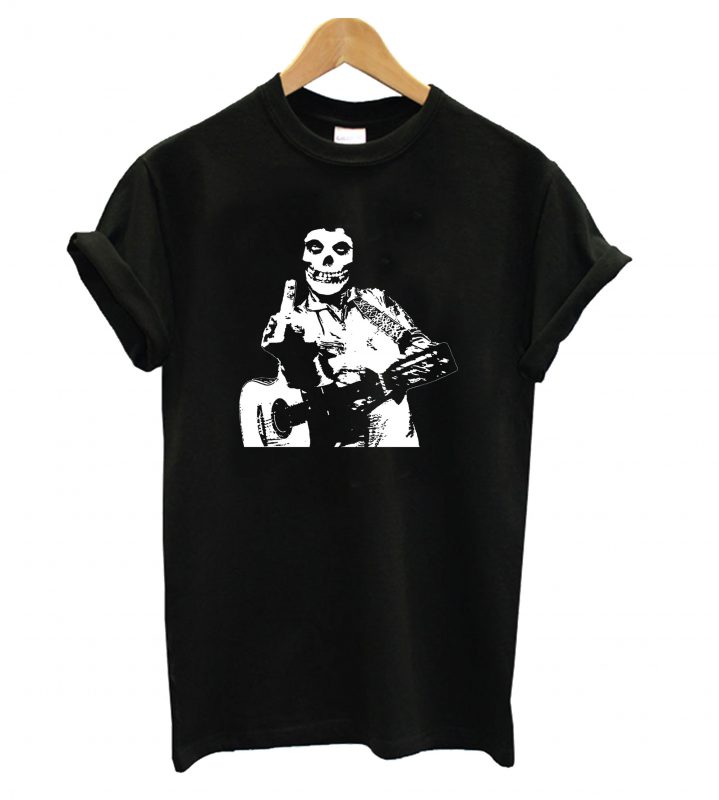 Johnny Cash The Misfits Middle Finger Black Skull T shirt – myclothidea.com